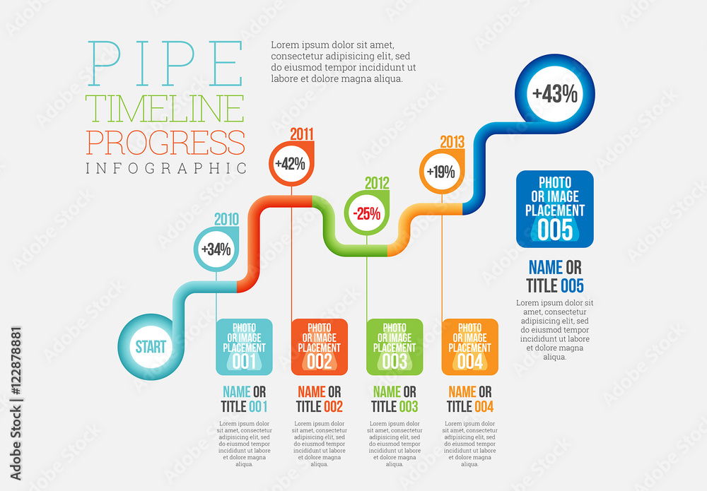 Pipe Timeline Infographic Stock Template | Adobe Stock