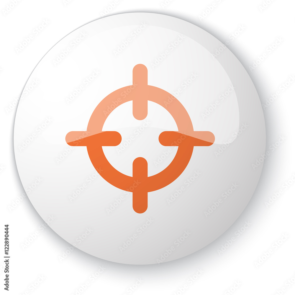 Glossy white web button with orange Scope icon on white backgrou Stock ...