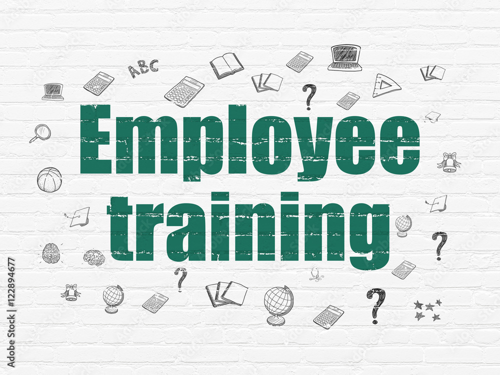 Education concept: Employee Training on wall background Stock ...