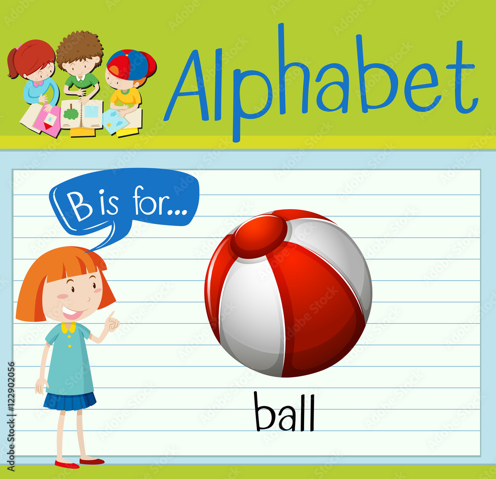 Flashcard letter B is for ball Stock Vector | Adobe Stock
