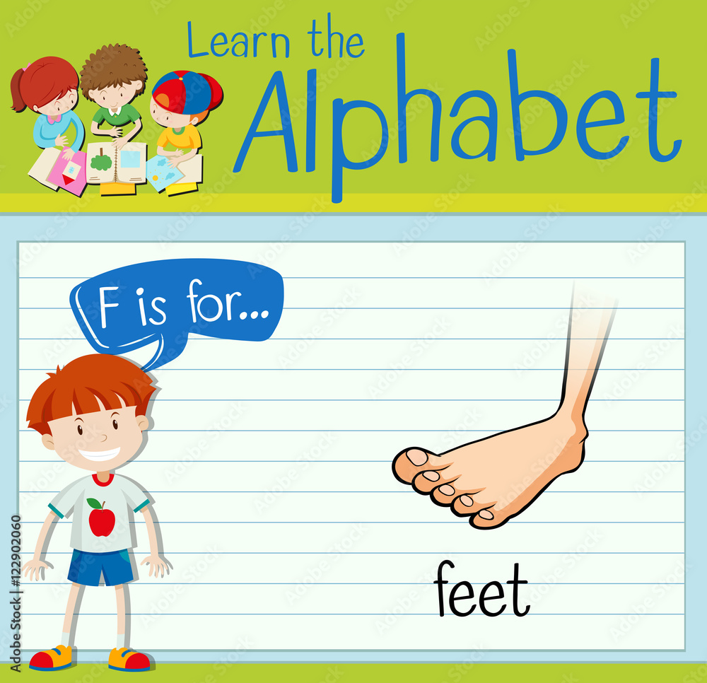 Flashcard letter F is for feet Stock-Vektorgrafik | Adobe Stock