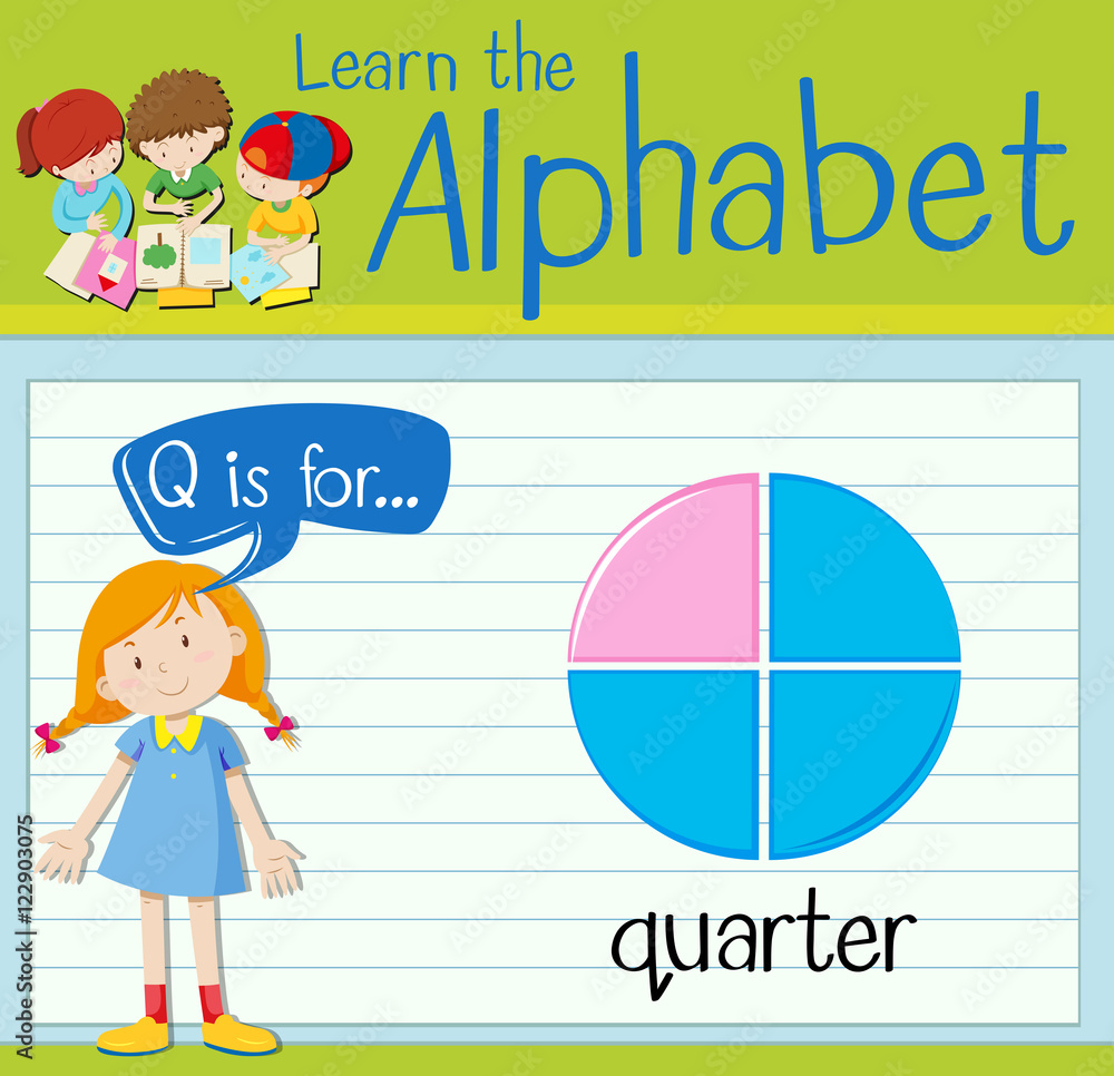 Flashcard letter Q is for quarter Stock Vector | Adobe Stock