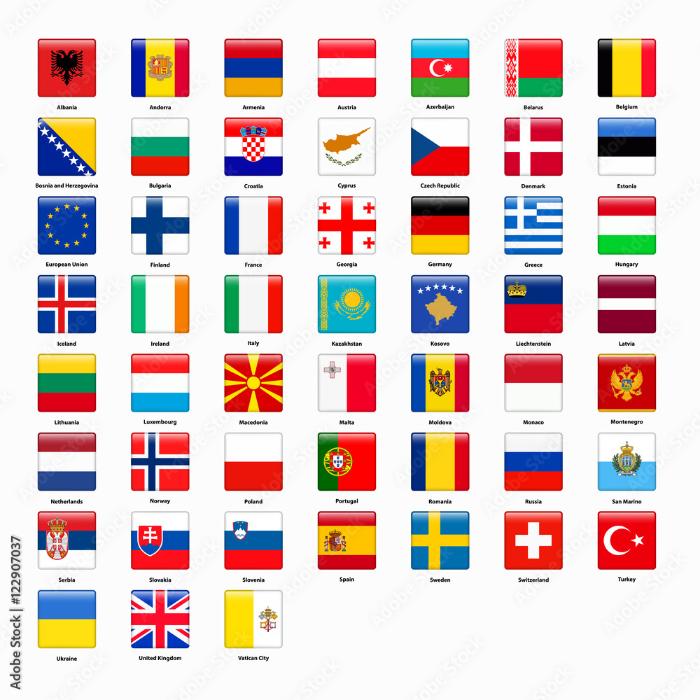 Set of flags of all countries of Europe Stock Vector | Adobe Stock