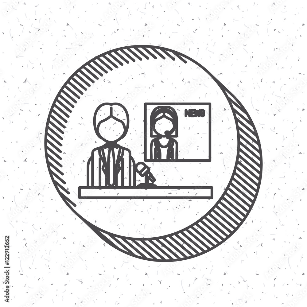 News woman and man Presenter icon. News media communication ...