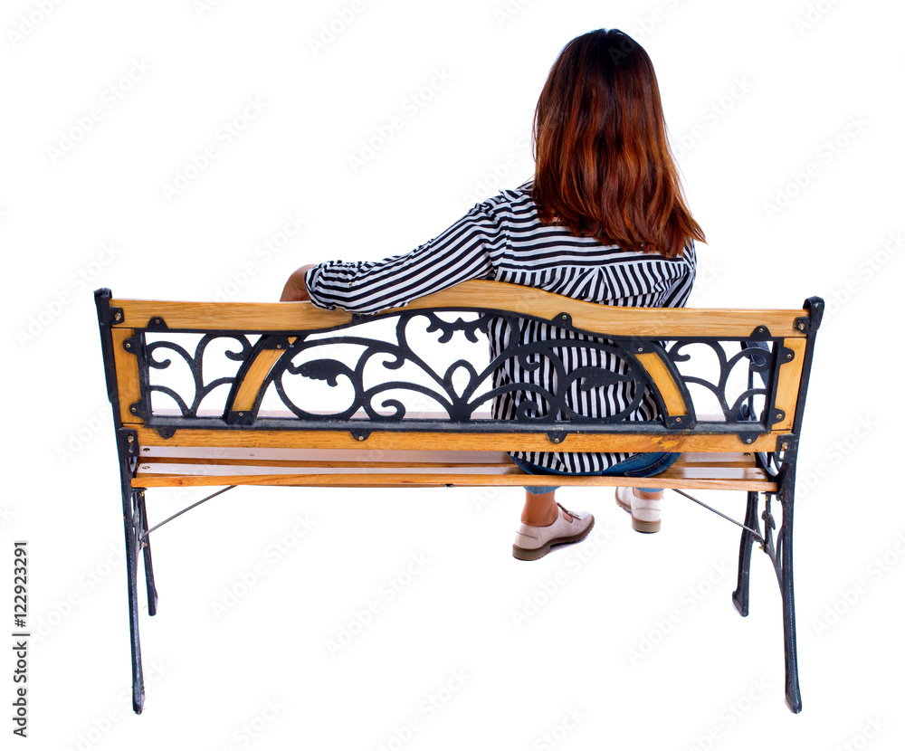 Woman Sitting On Bench Back View