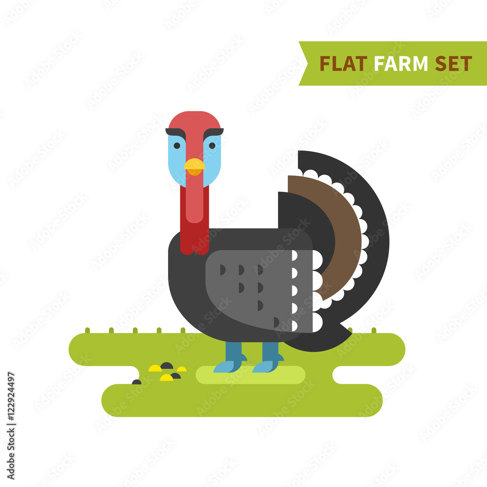 Flat turkey colorful vector illustration. Isolated turkey logo for your ...