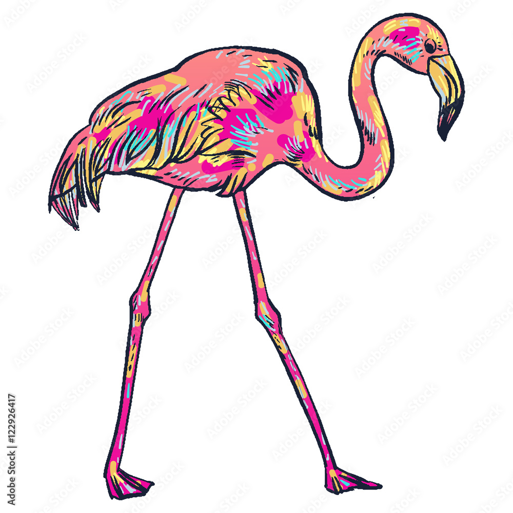 Pink flamingo vector illustration isolated Stock Vector | Adobe Stock