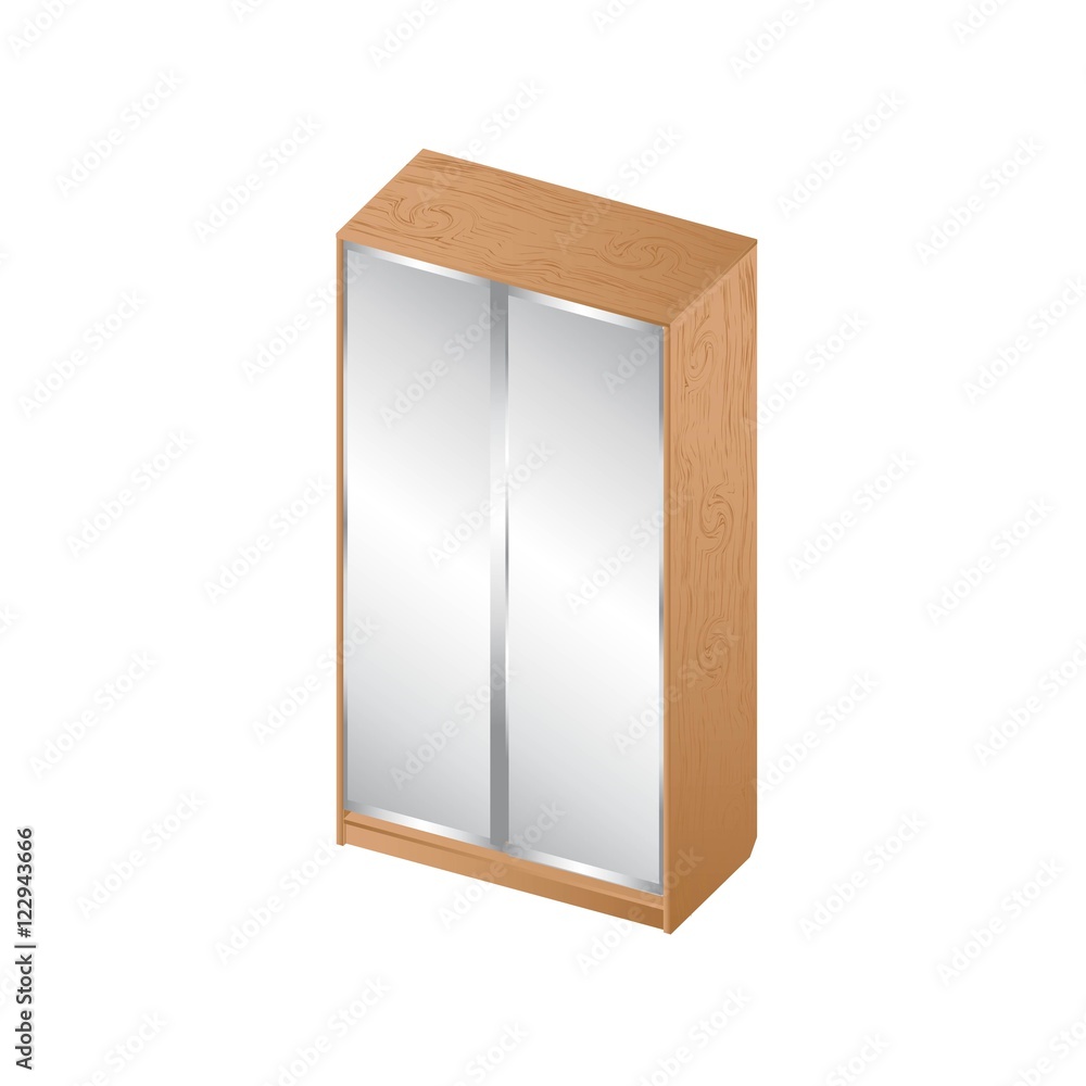 Vector illustration. Wardrobe and wooden shelves for clothes Stock ...