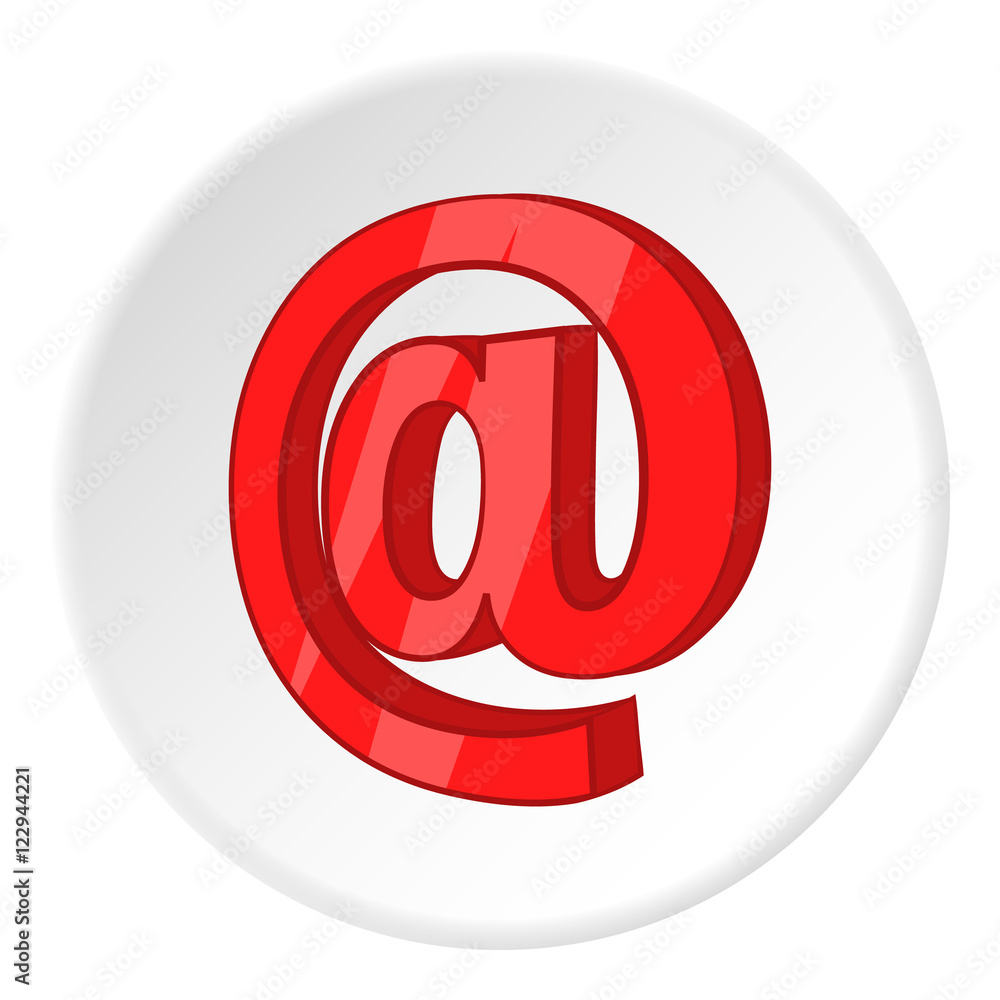 Sign e-mail icon in cartoon style isolated on white circle background ...