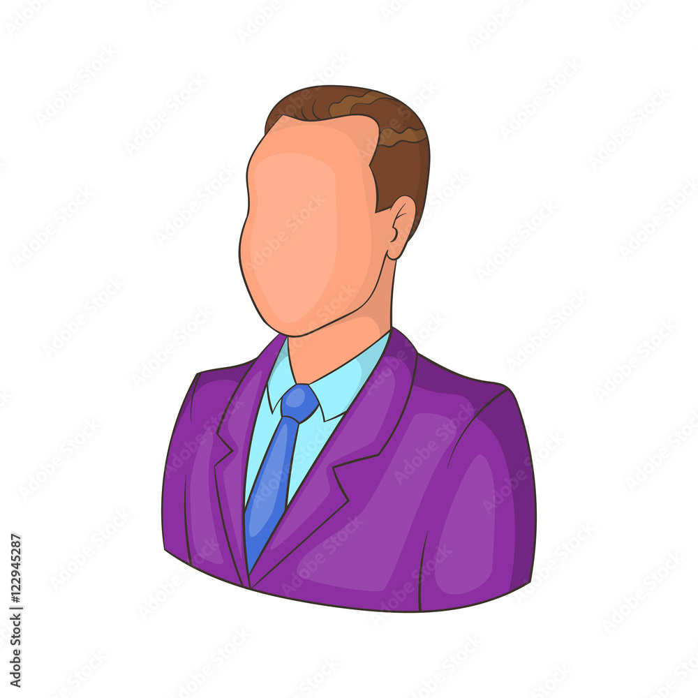 Businessman or manager icon in cartoon style isolated on white ...