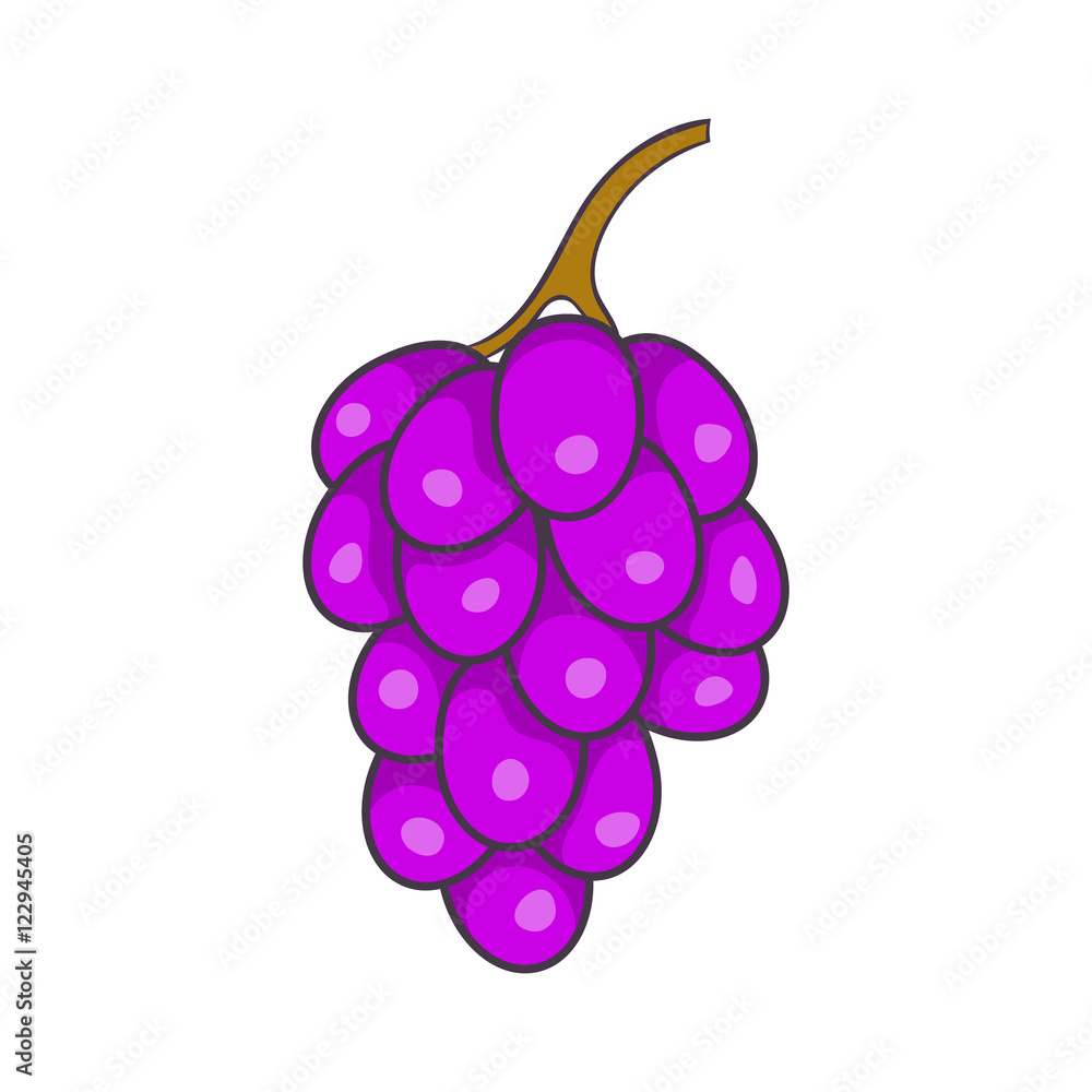 Bunch of wine grapes icon in cartoon style isolated on white background ...