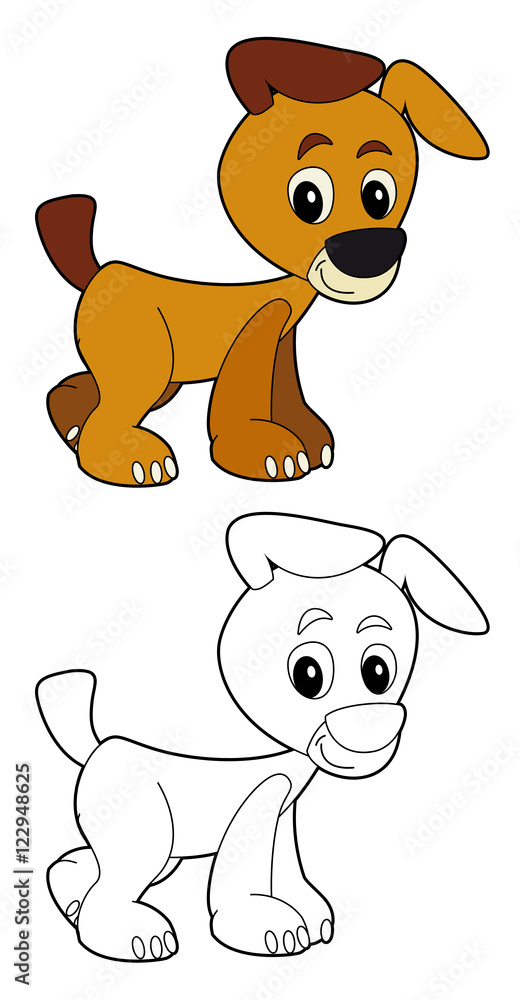 Cartoon friendly dog standing and smiling - isolated - illustration for ...