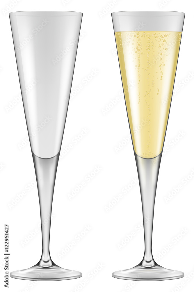 Champagne flutes. Photo-realistic vector illustration. Stock Vector ...