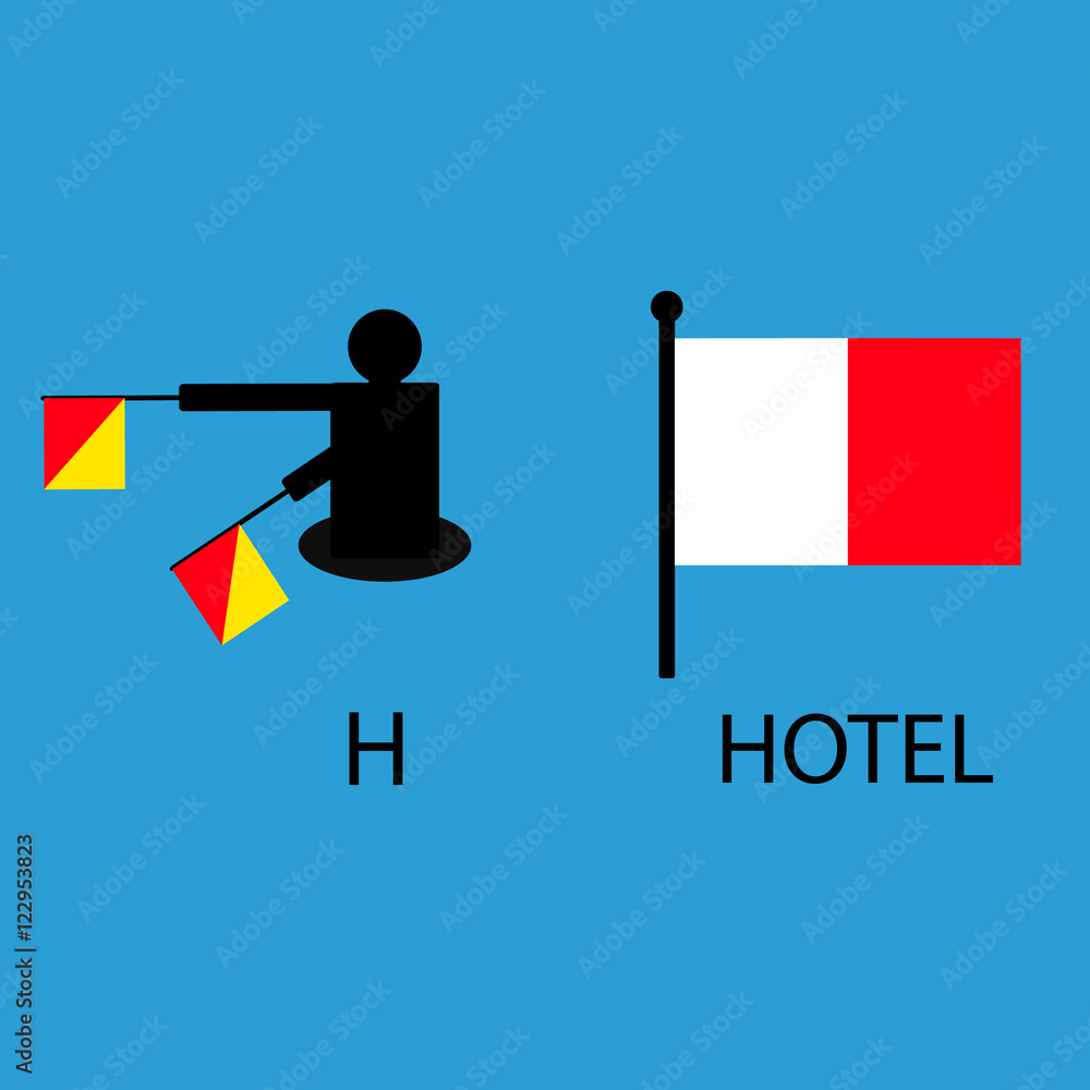 International marine signal flag, sea alphabet , vector illustration ...