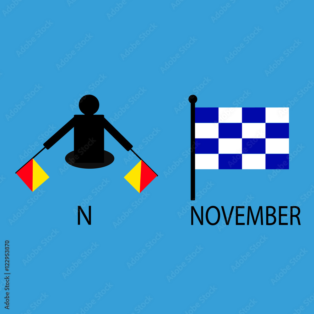 International marine signal flag, sea alphabet , vector illustration ...