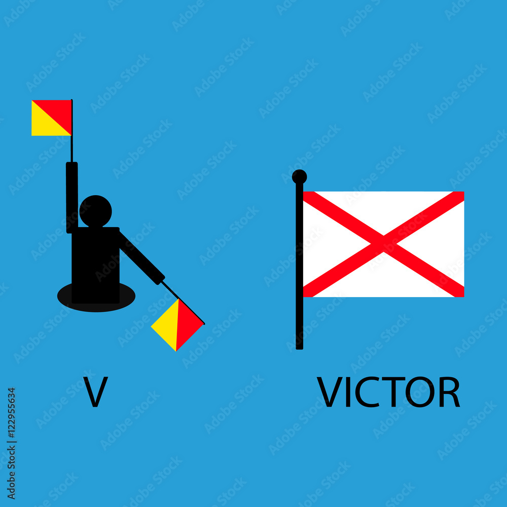 International marine signal flag, sea alphabet , vector illustration, semaphore, communication ...