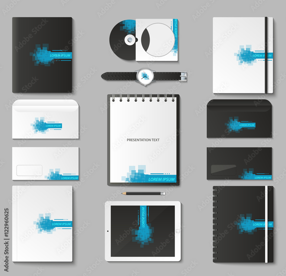 Corporate identity template set. Business stationery mock-up with logo ...