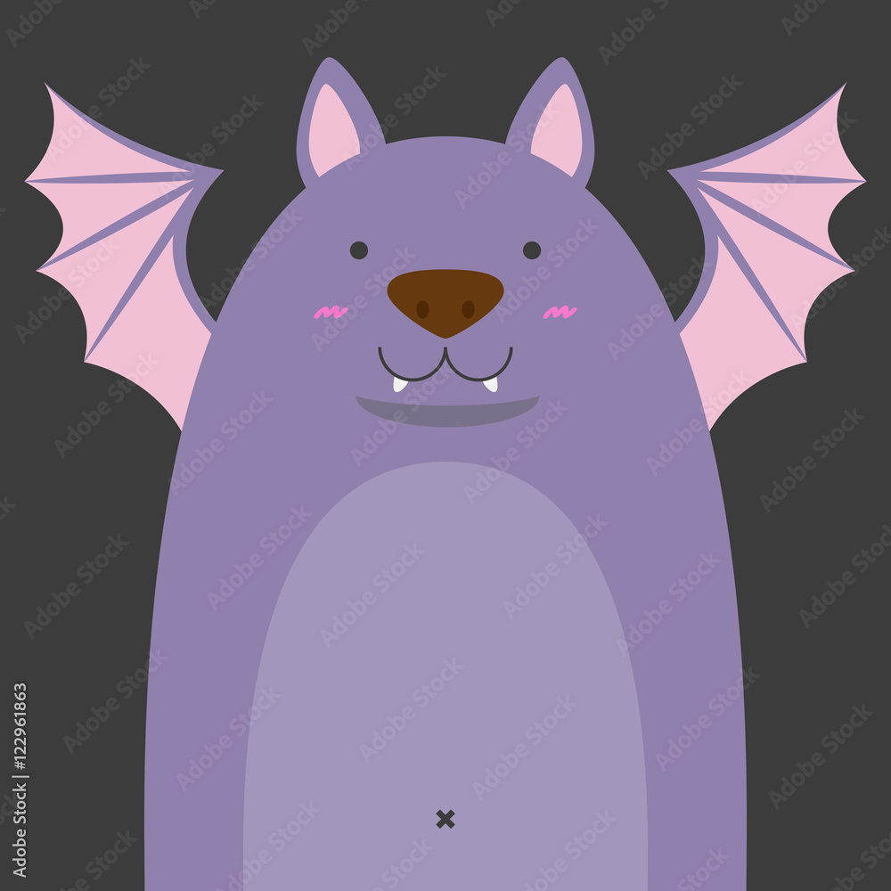 cute big fat bat on dark gray background Stock Vector | Adobe Stock