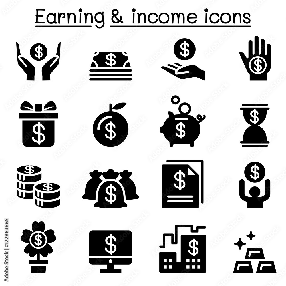 Earning , Money , income icon set Stock Vector | Adobe Stock