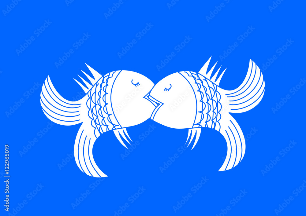 Kissing fish. Vector illustration Stock Vector | Adobe Stock