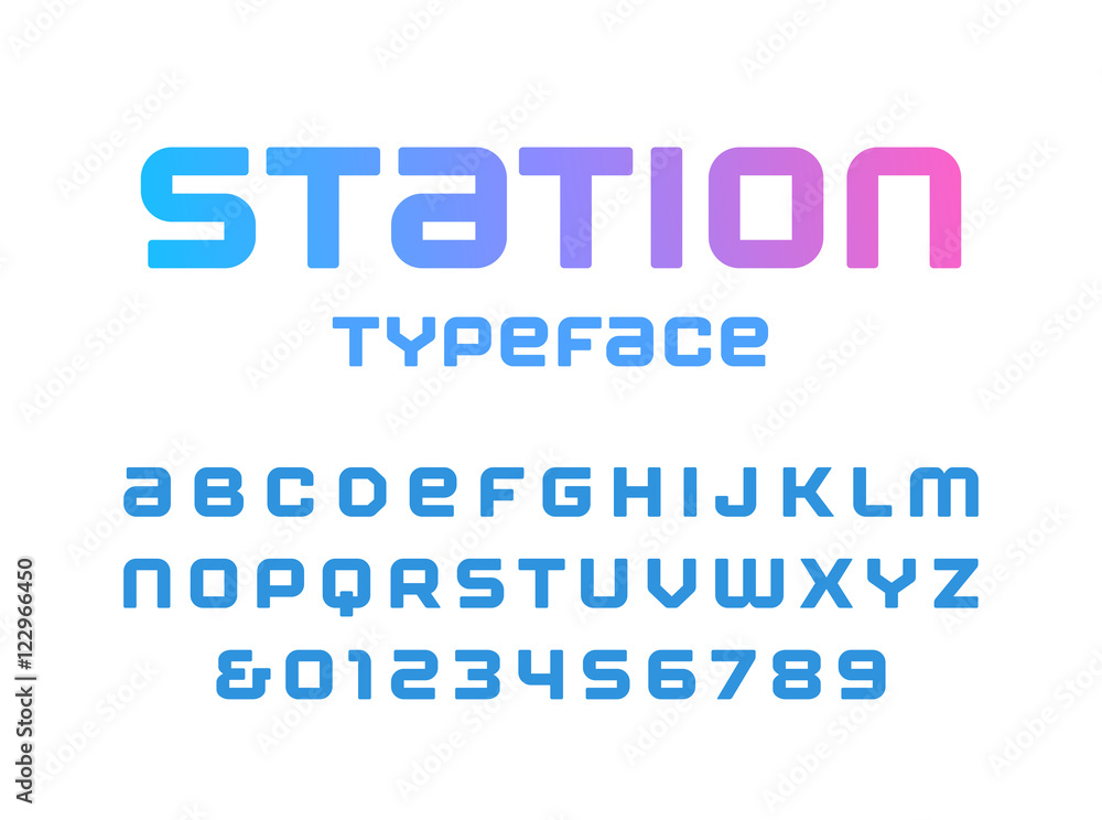 Rounded square font. Vector alphabet with latin letters and numb Stock ...