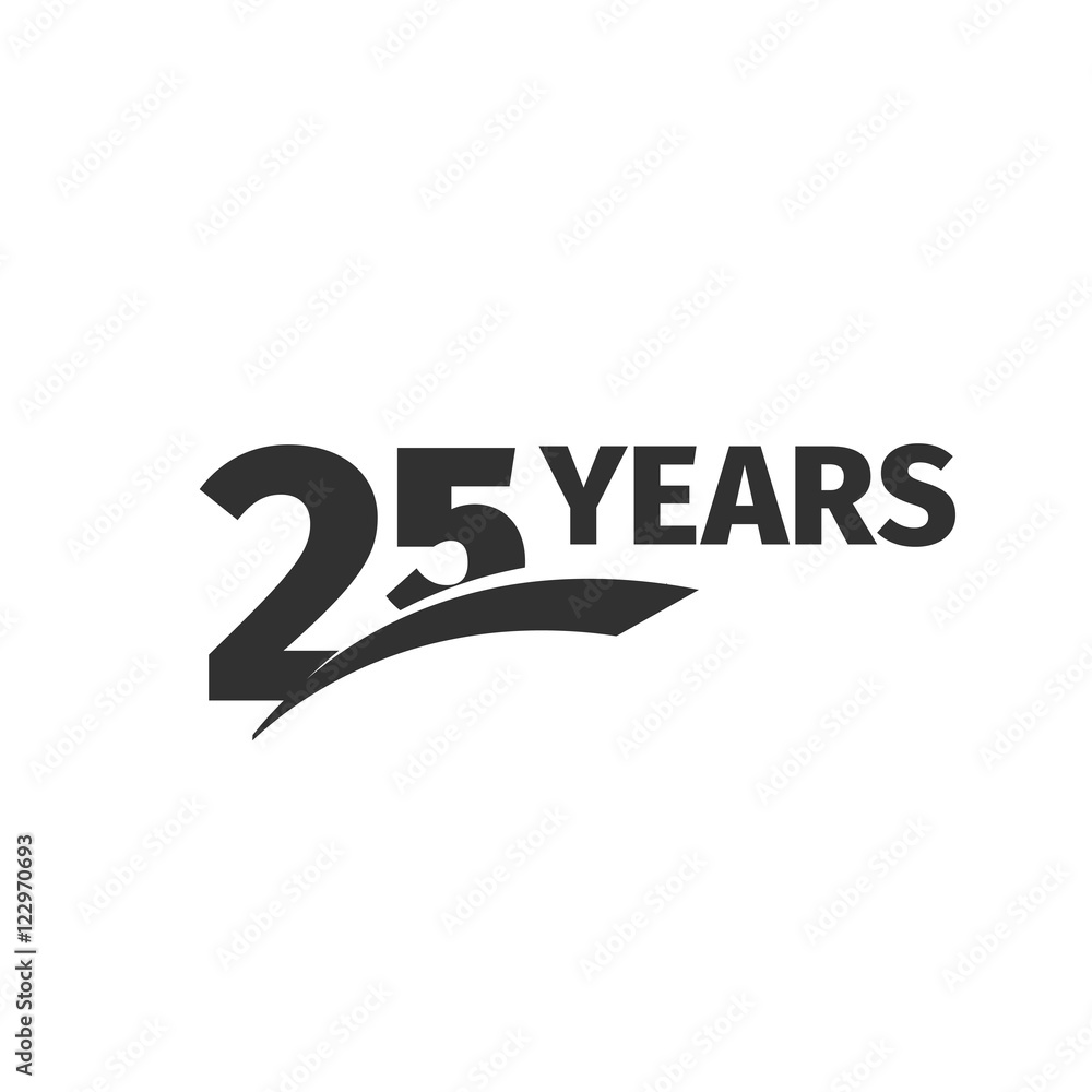 Isolated abstract black 25th anniversary logo on white background. 25 ...
