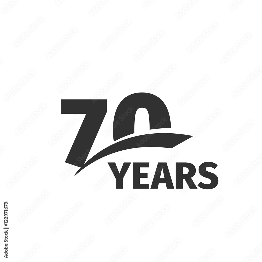 Isolated abstract black 70th anniversary logo on white background. 70 ...