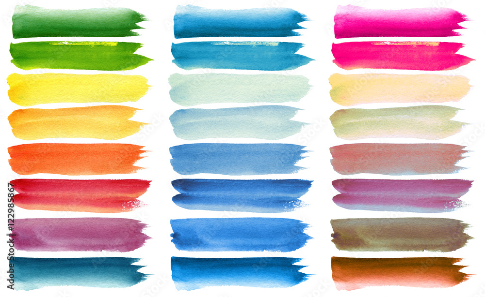 Set of colorful watercolor brush strokes Stock Photo | Adobe Stock