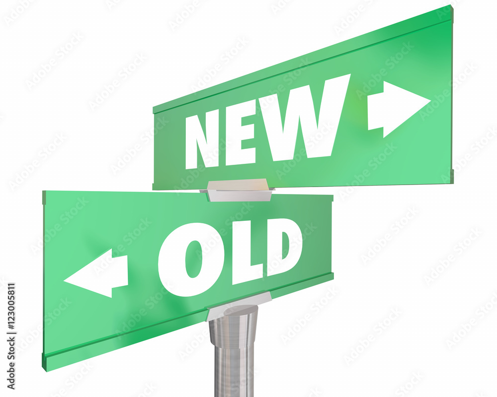 New Vs Old Two 2 Way Road Street Signs 3d Illustration Stock ...