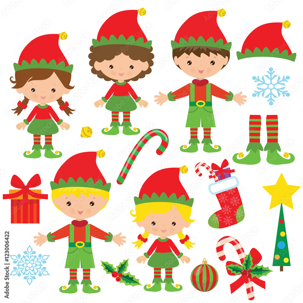 Christmas elf vector cartoon illustration Stock Vector | Adobe Stock