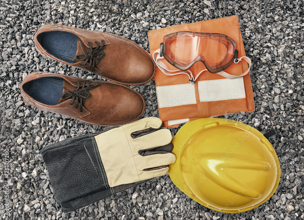 Vintage color of Personal Protection Equipment on Granite gravel Stock ...