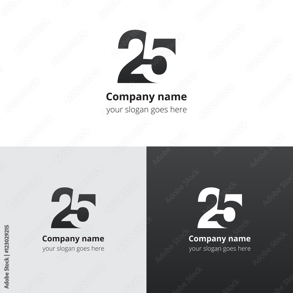 25 logo icon flat and vector design template. Monogram numbers two and ...