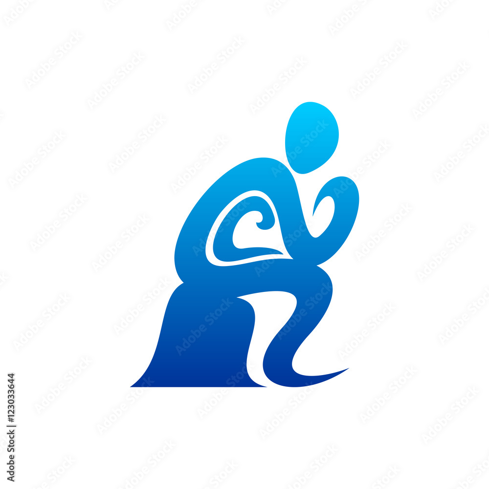 Abstract Thinking Statue Logo Icon Stock Vector | Adobe Stock