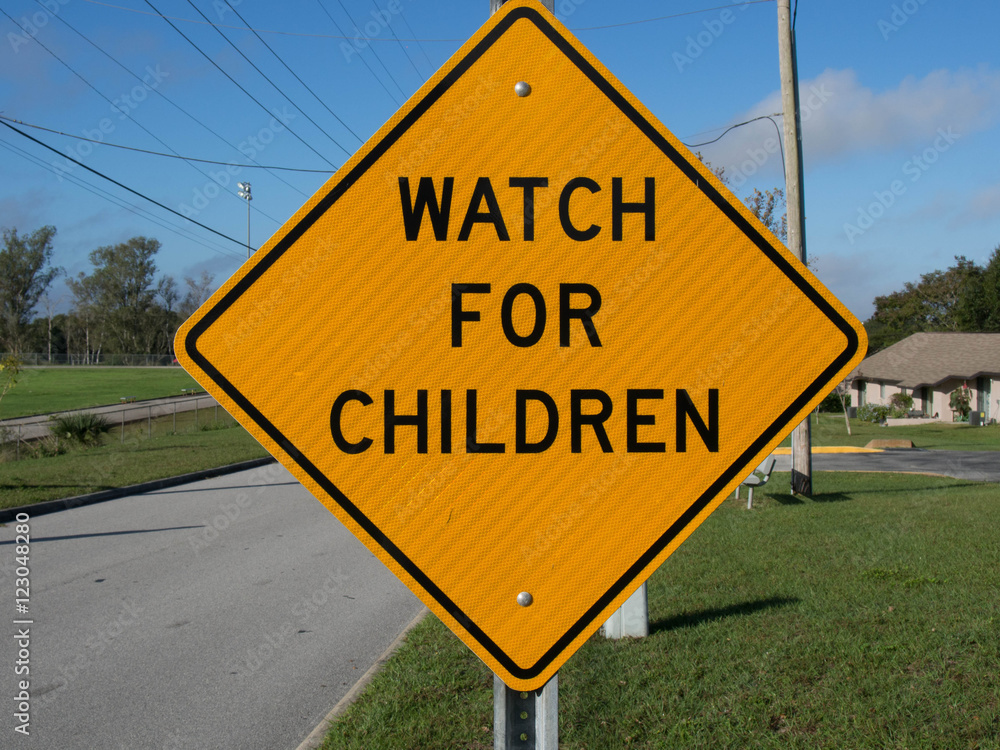 Watch For Children Warning Sign Stock-Foto | Adobe Stock