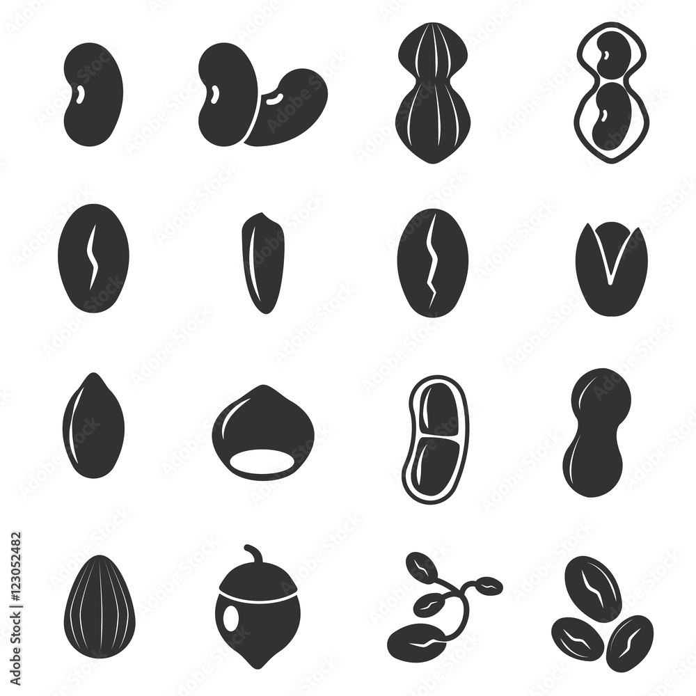 seed icon silhouette vector set Stock Vector | Adobe Stock