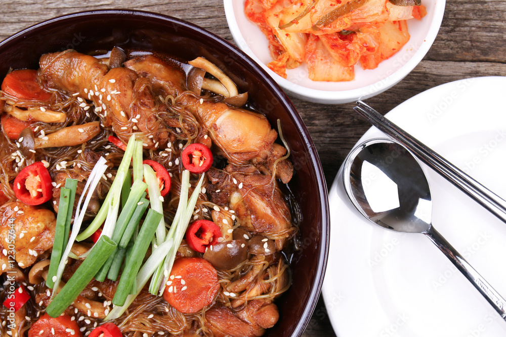 Jjimdak, a korean braised chicken dish. The city of Andong in South ...