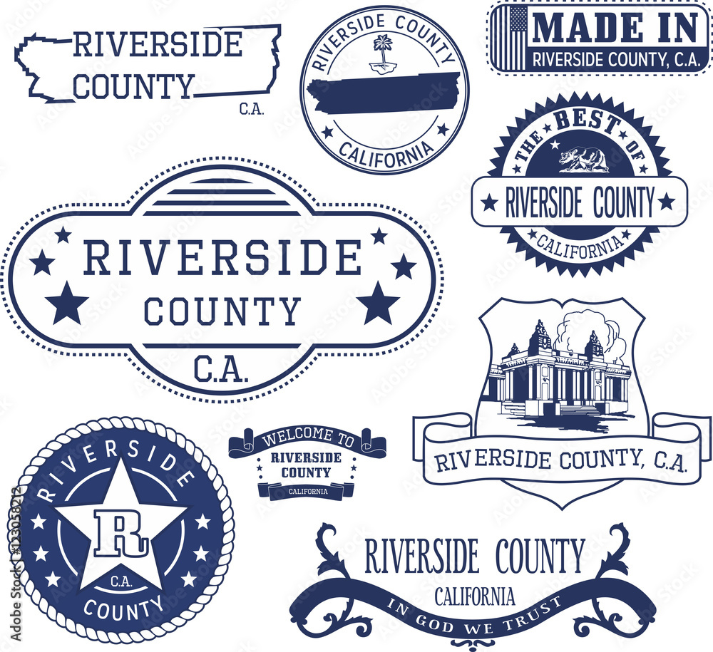 Riverside county, CA. Set of stamps and signs Stock Vector | Adobe Stock