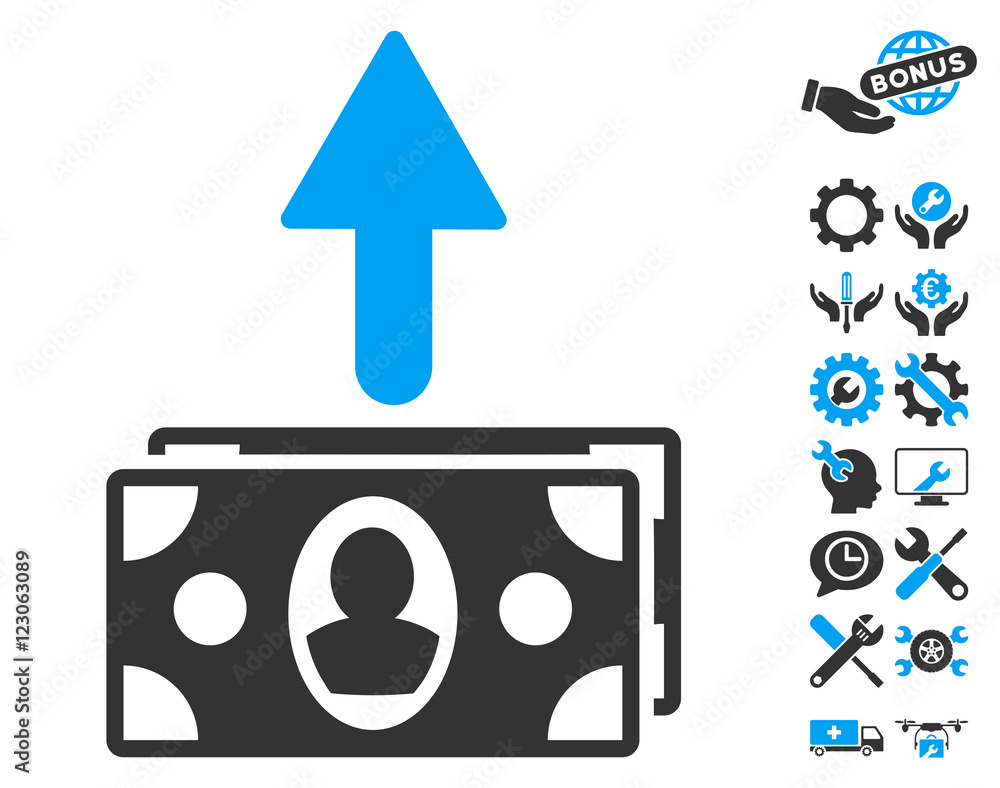 Spend Banknotes icon with bonus tools pictograph collection. Vector ...