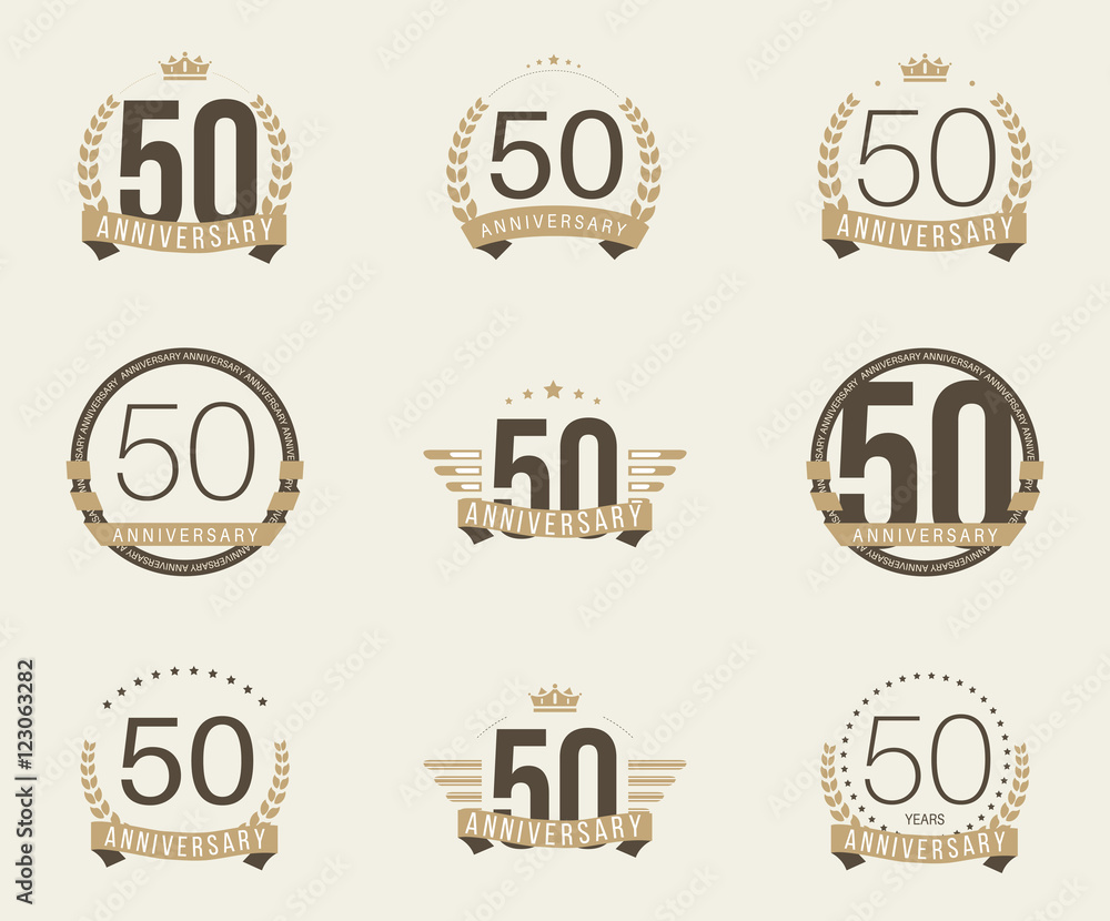 Fifty years anniversary celebration logotype. 50th anniversary logo set ...