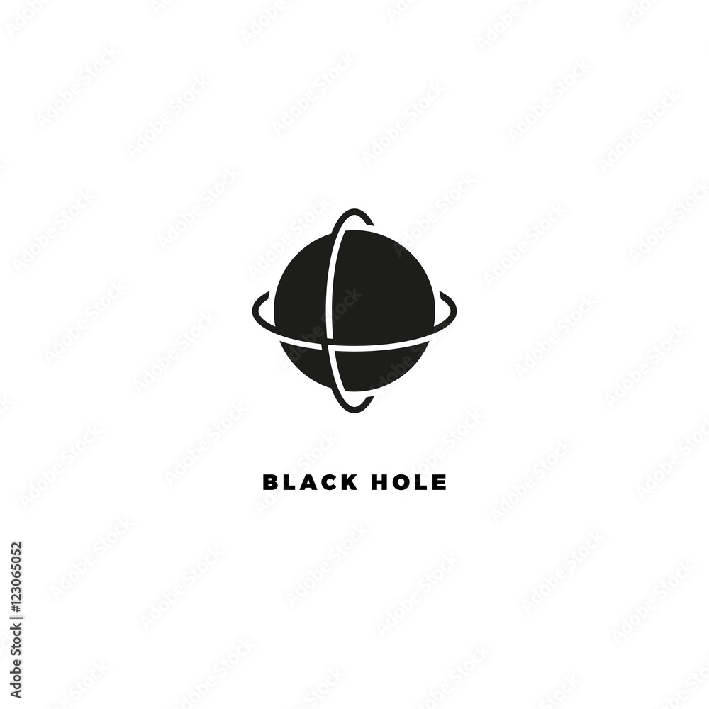 Black hole vector logo. Design template of planet with rings . Company ...