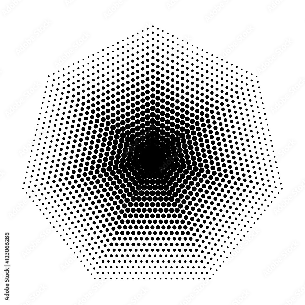 Vector Heptagon halftone geometric shapes, Dot design abstract ...