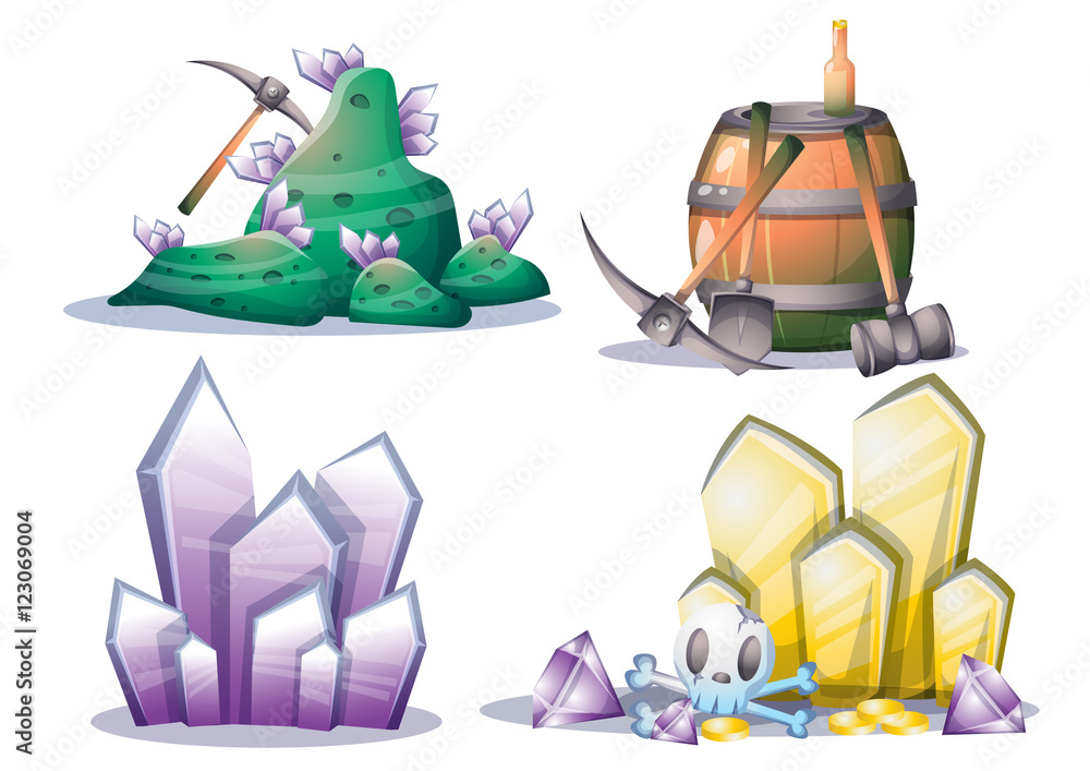 cartoon vector mine game object with separated layers for game and ...