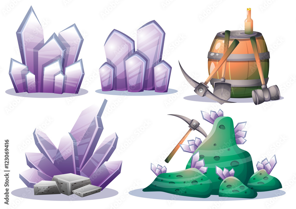 cartoon vector mine game object with separated layers for game and ...