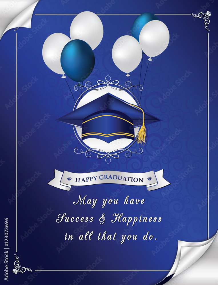 Blue Happy Graduation greeting card. Congratulation for your graduation ...