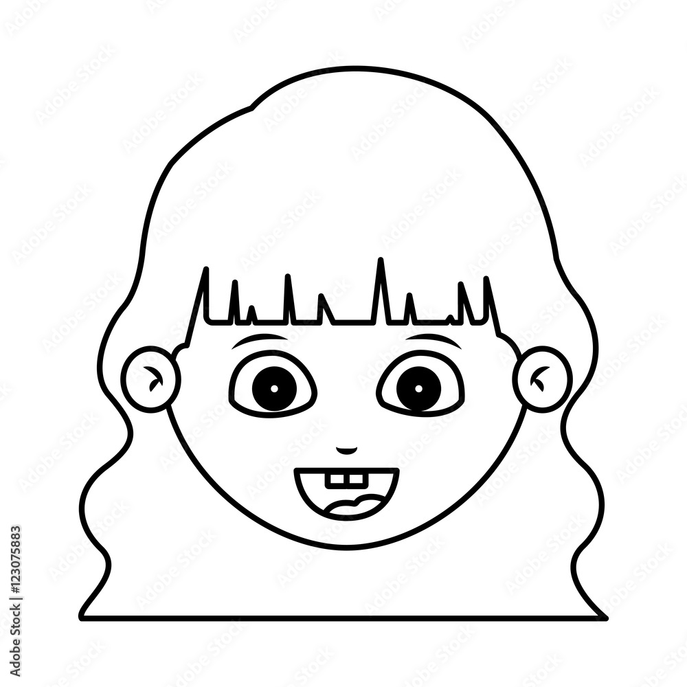 Girl cartoon face icon. Kid child little and people theme. Isolated ...