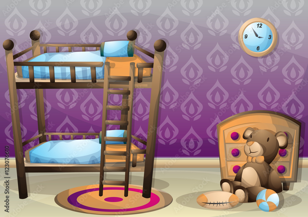 cartoon vector illustration interior kid room with separated layers in ...