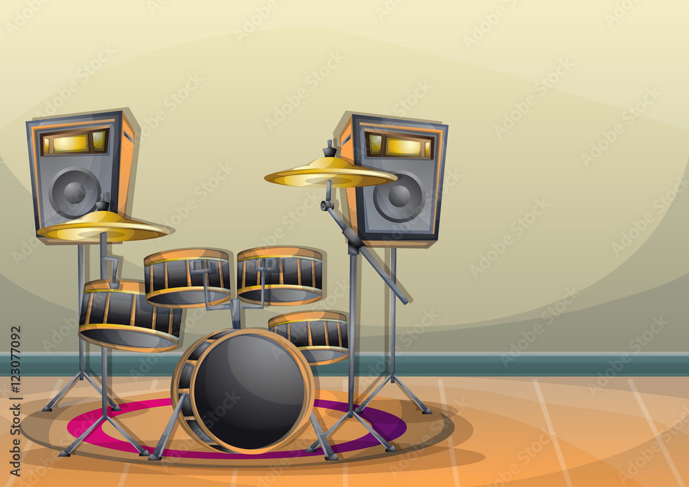cartoon vector illustration interior music room with separated layers ...