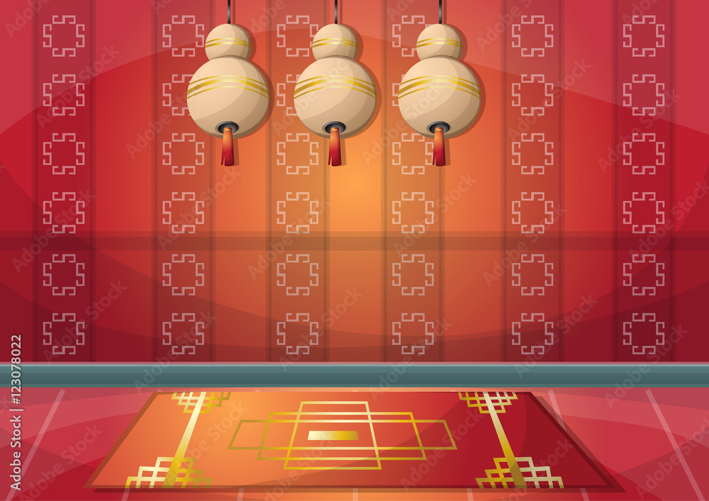 cartoon vector illustration interior chinese room with separated layers ...