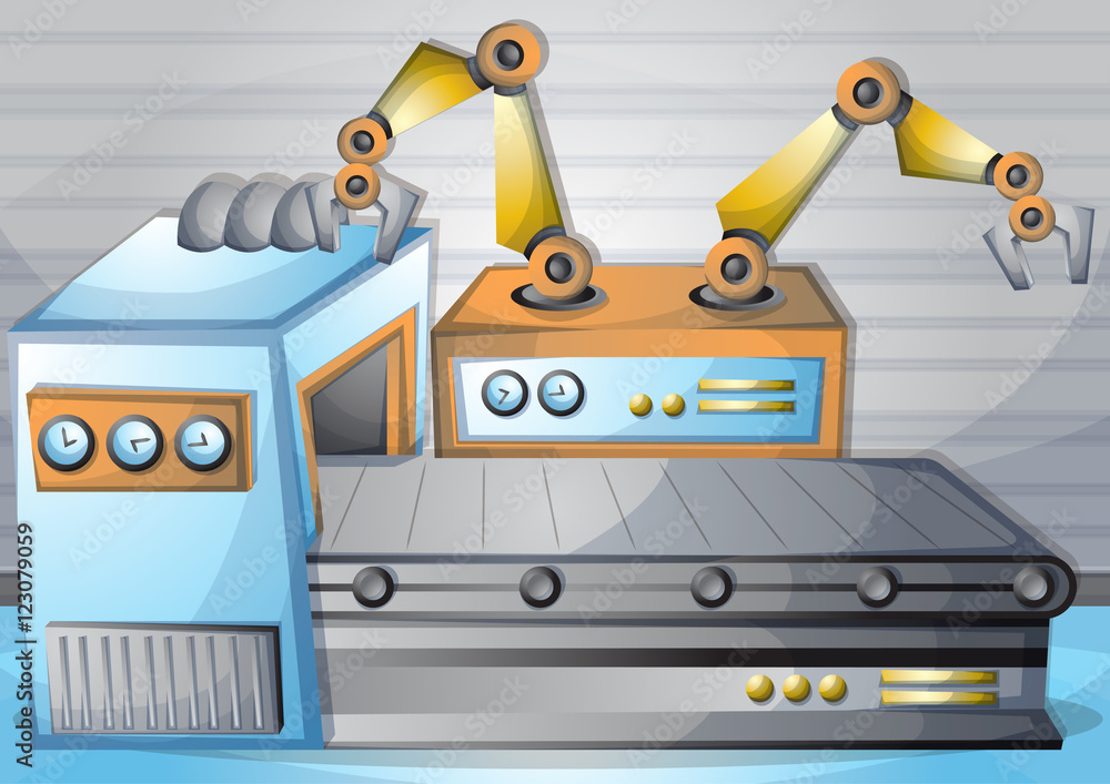 cartoon vector illustration interior factory room with separated layers ...