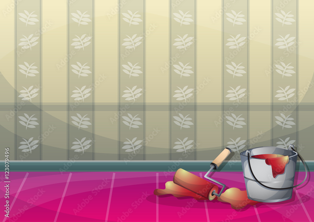 cartoon vector illustration interior painting wall with separated ...